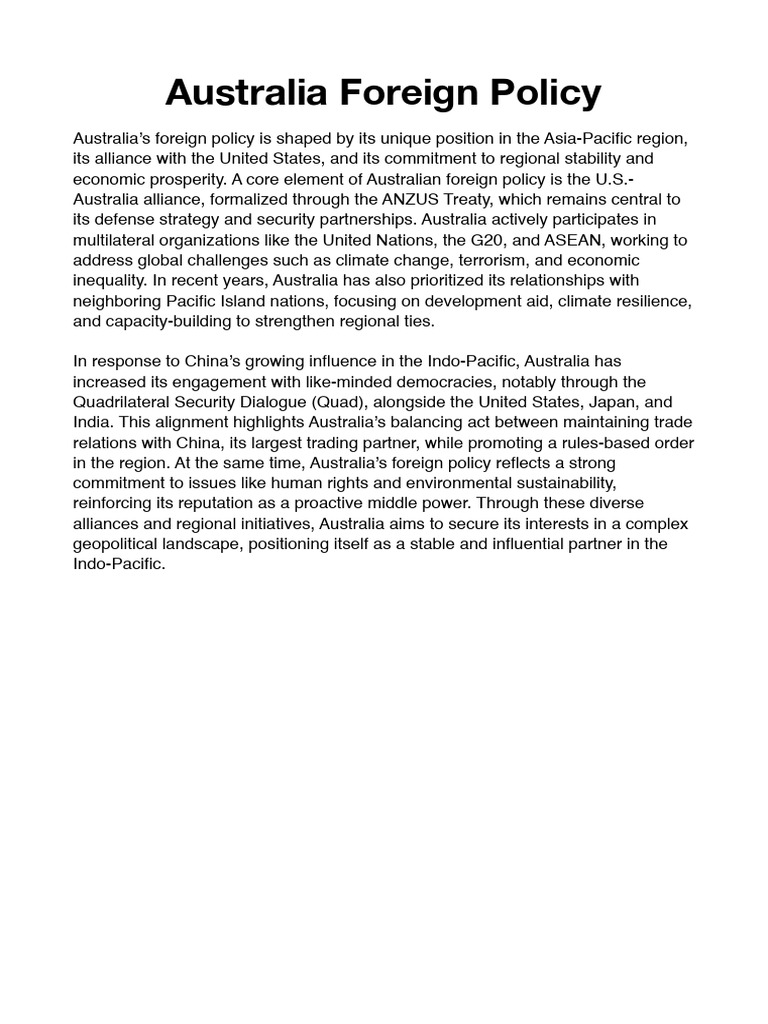 Australia Foreign Policy | PDF | Social Science