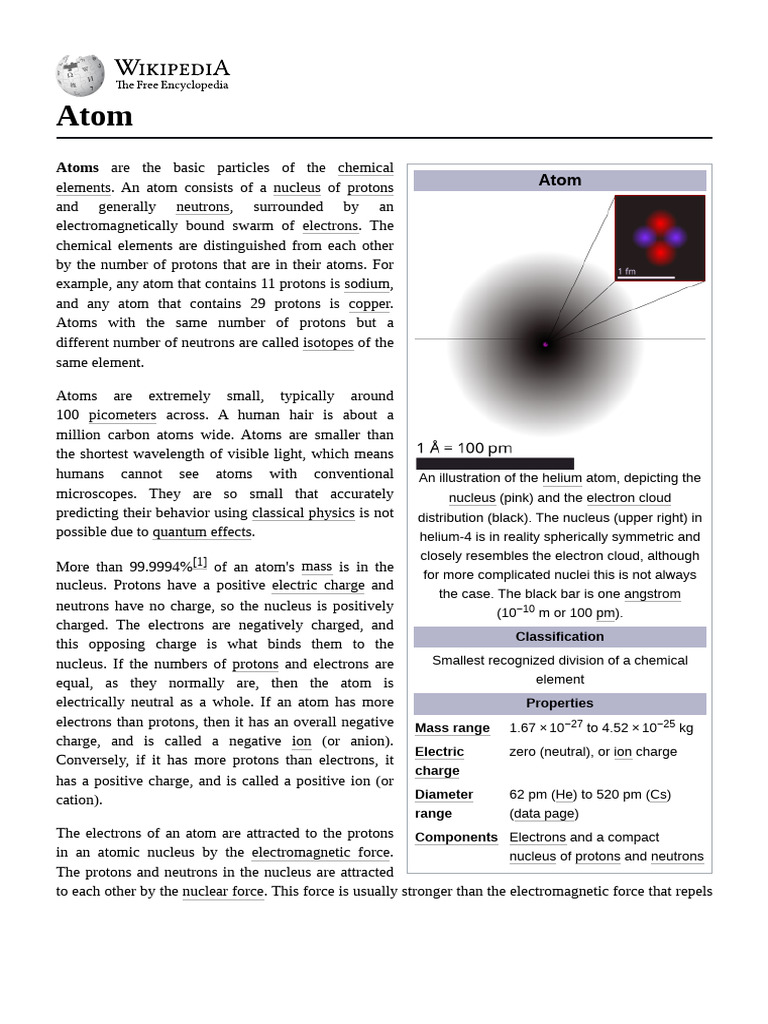 Atom | PDF | Atoms | Atomic Nucleus