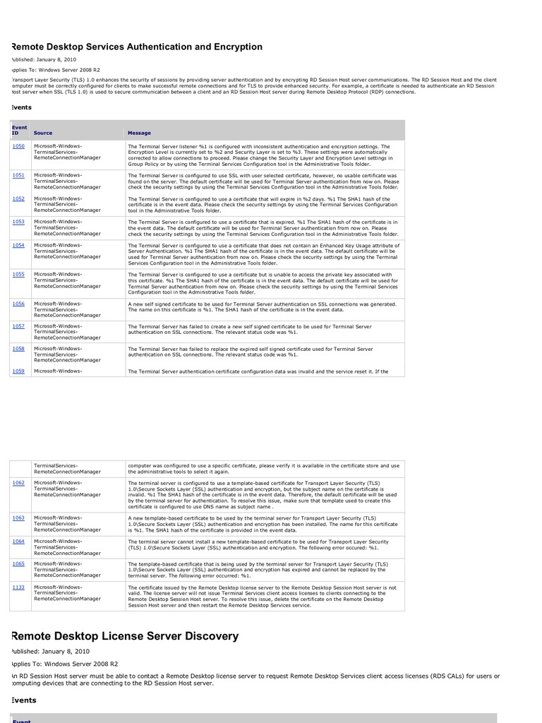 Remote Desktop Services Authentication and Encryption | PDF | Remote Desktop Services ...
