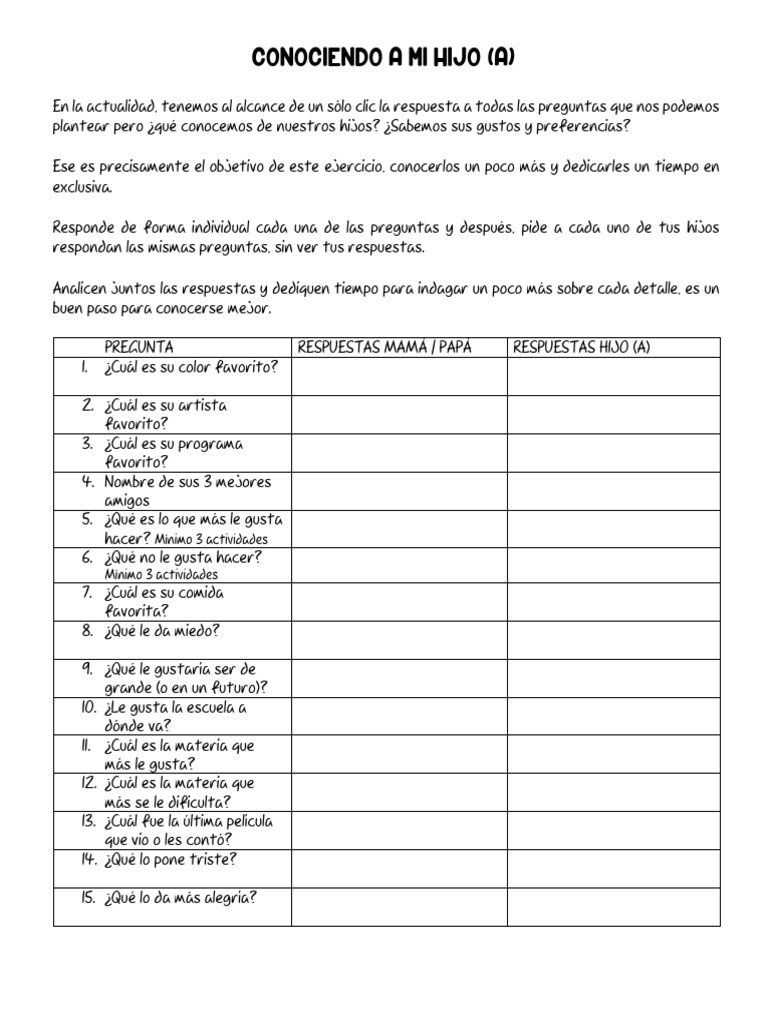 Conociendo A Mi Hijo | PDF