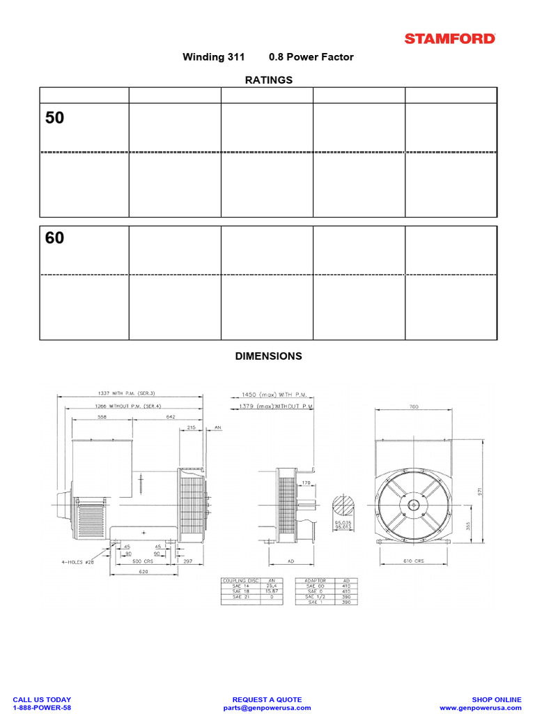Drawing Ac Generator Stamford Hci544e 3 Phase | PDF