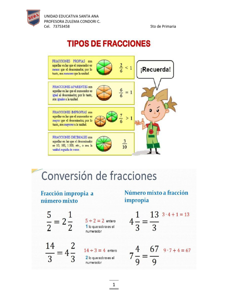 Tipos de Fracciones y Conversiones | PDF