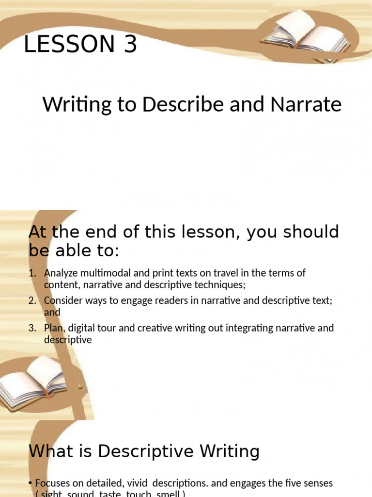 Descriptive vs. Narrative Writing Techniques | PDF | Poetry | Classics