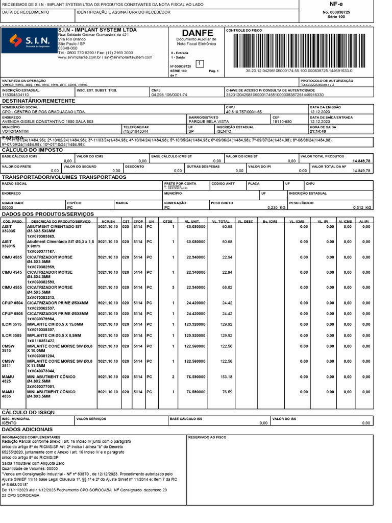 NFNFNF | PDF | Recibo | Documentos empresariais