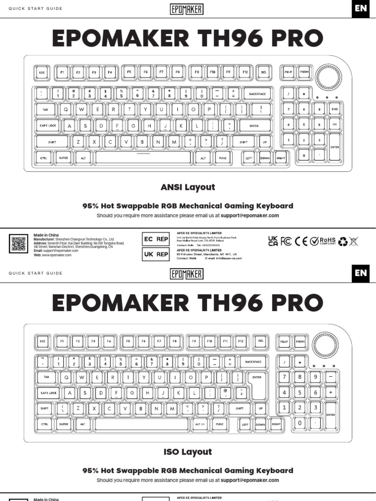 Epomaker TH96 Pro Quick Start Guide | PDF | Computer Keyboard | Switch