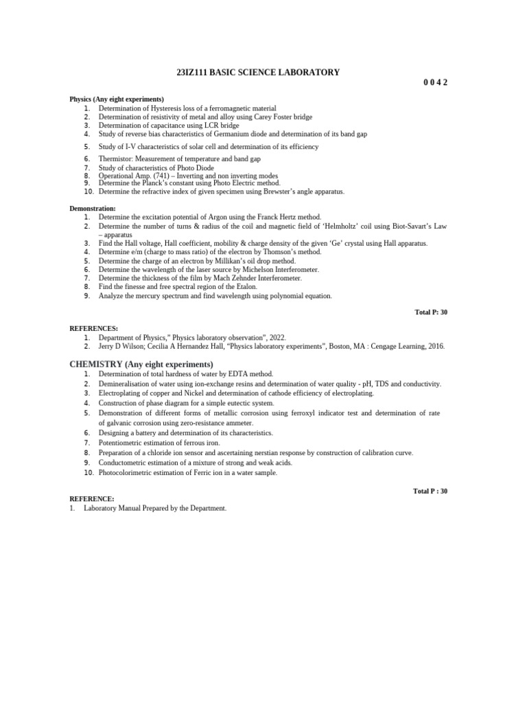 23iz111 Basic Science Laboratory | PDF | Electrical Resistivity And ...