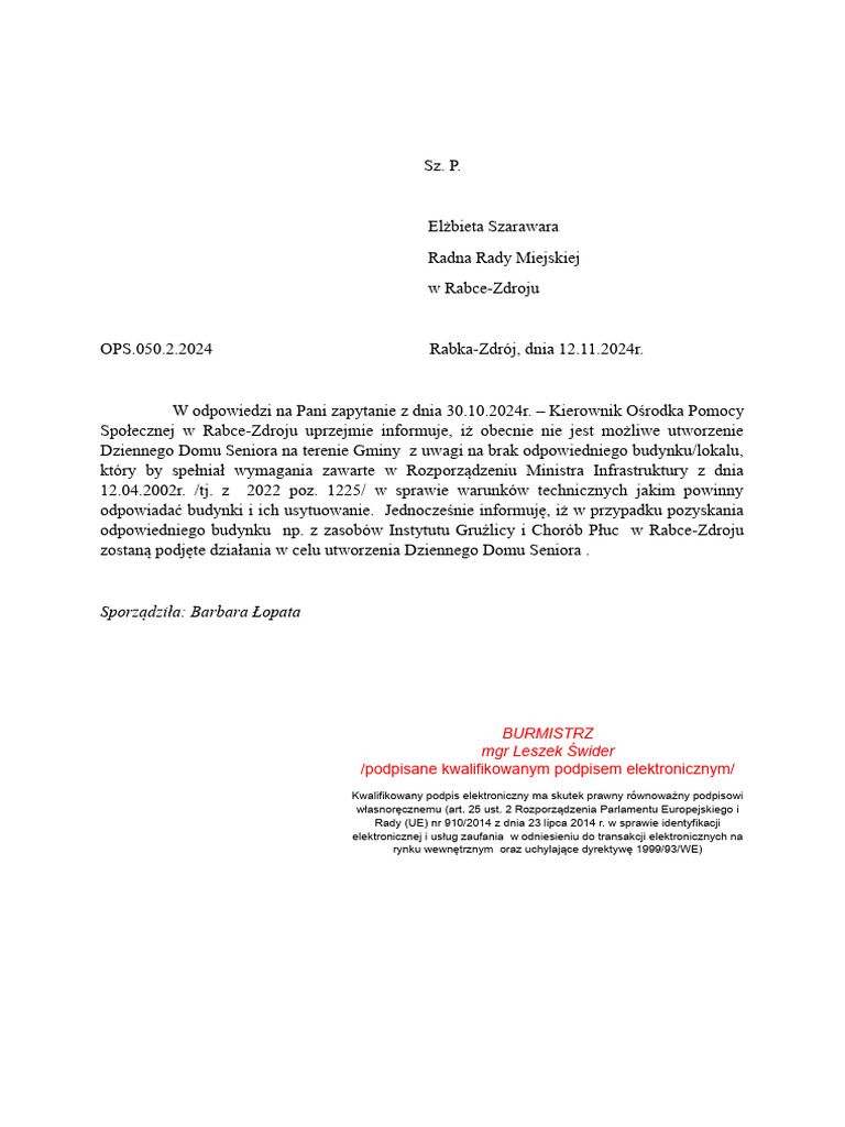 BRM.0003.106.2024 Elzbieta Szarawara Odpowiedz 2 PDF | PDF