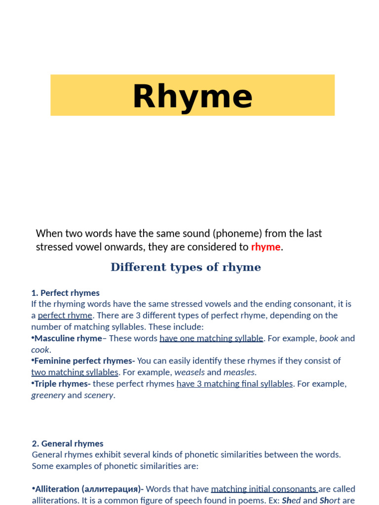Rhyme | PDF | Rhyme | Syllable