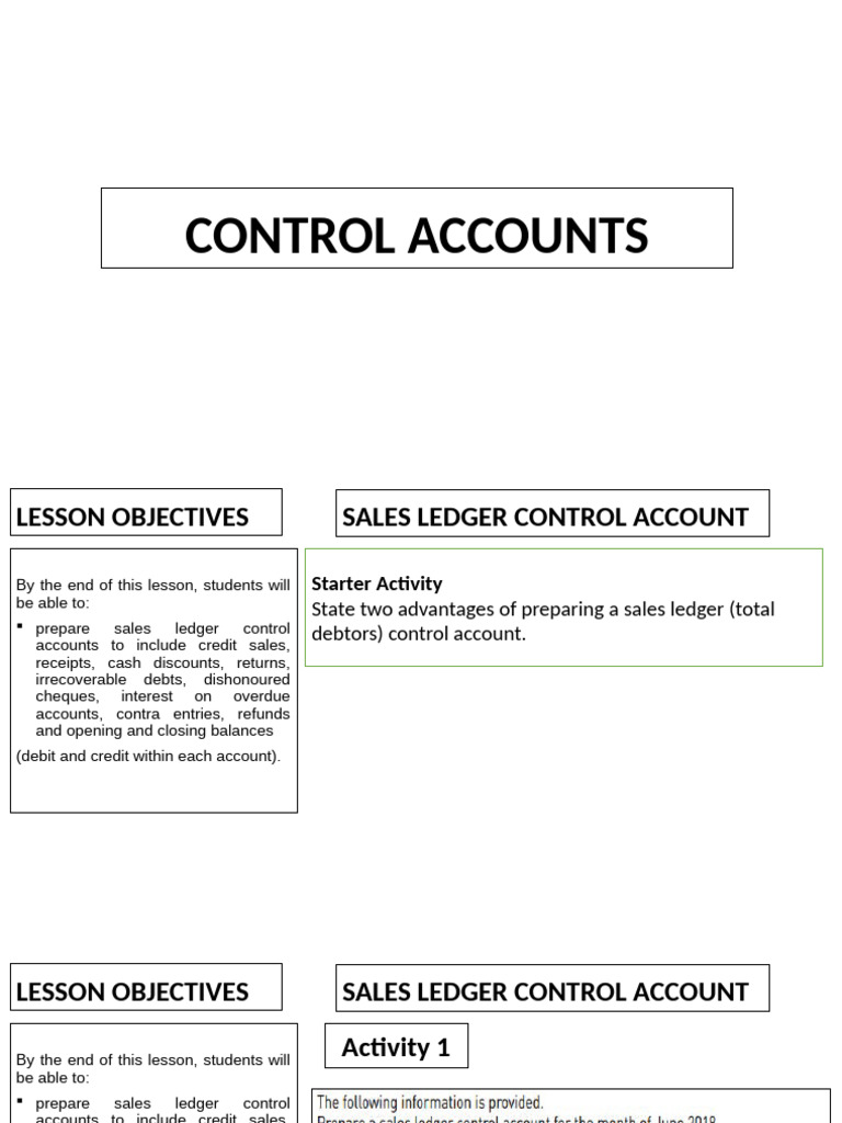Sales Ledger Control Account | PDF | Debits And Credits | Money