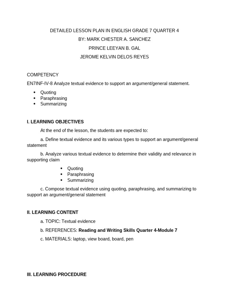 Detailed Lesson Plan in English Grade 2 Quarter 4 2 | PDF | Recycling