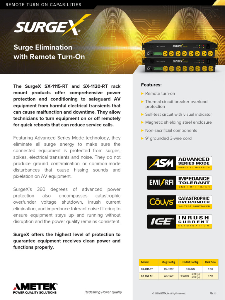 Surgex Ametek Product Sheet | PDF | Electronics | Electricity