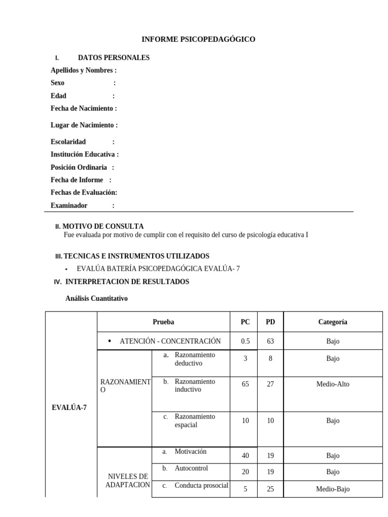 INFORME Del EVALÚA 7 | PDF | Razón | Aprendizaje