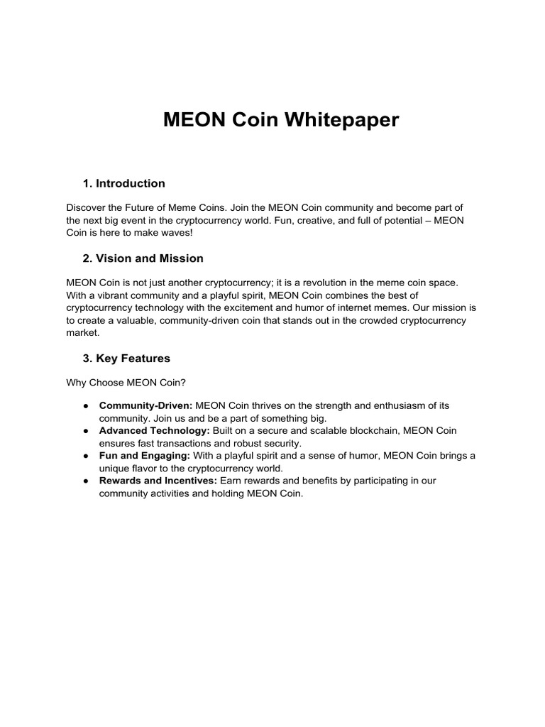 Meme Coin Revolution: MEON Coin | PDF | Cryptocurrency | Money