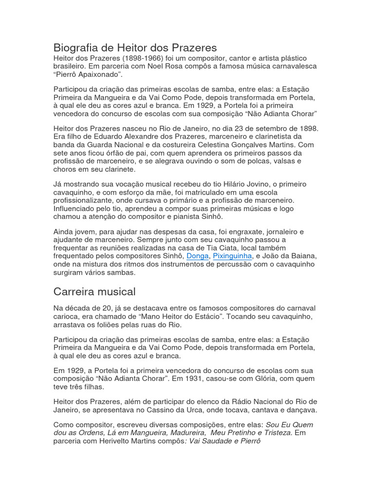 Heitor Dos Prazeres | PDF