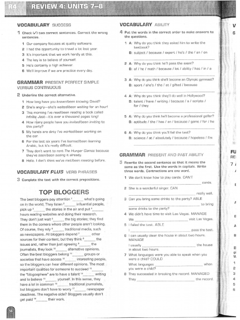 American Speak Out Intermediate Review #4WB | PDF