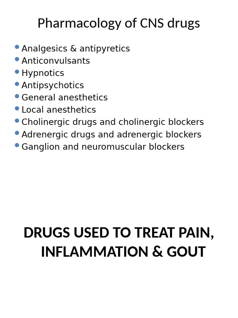 Pharmacology of CNS Pain Management Drugs | PDF | Nonsteroidal Anti ...