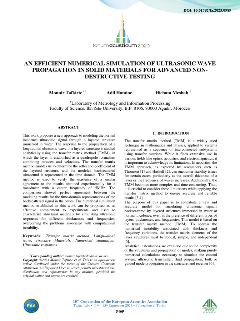 An Efficient Numerical Simulation of Ultrasonic Wave Propagation in Solid Materials For Advanced ...