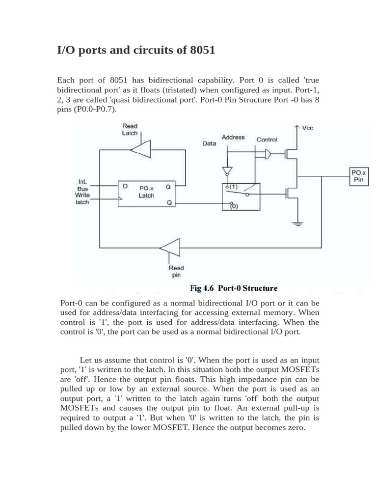 IO Ports and Circuits of 8051 | PDF | Input/Output | Mosfet