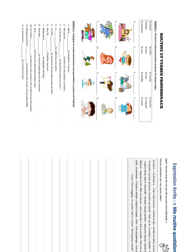 Verbes Pronominaux Routine | PDF