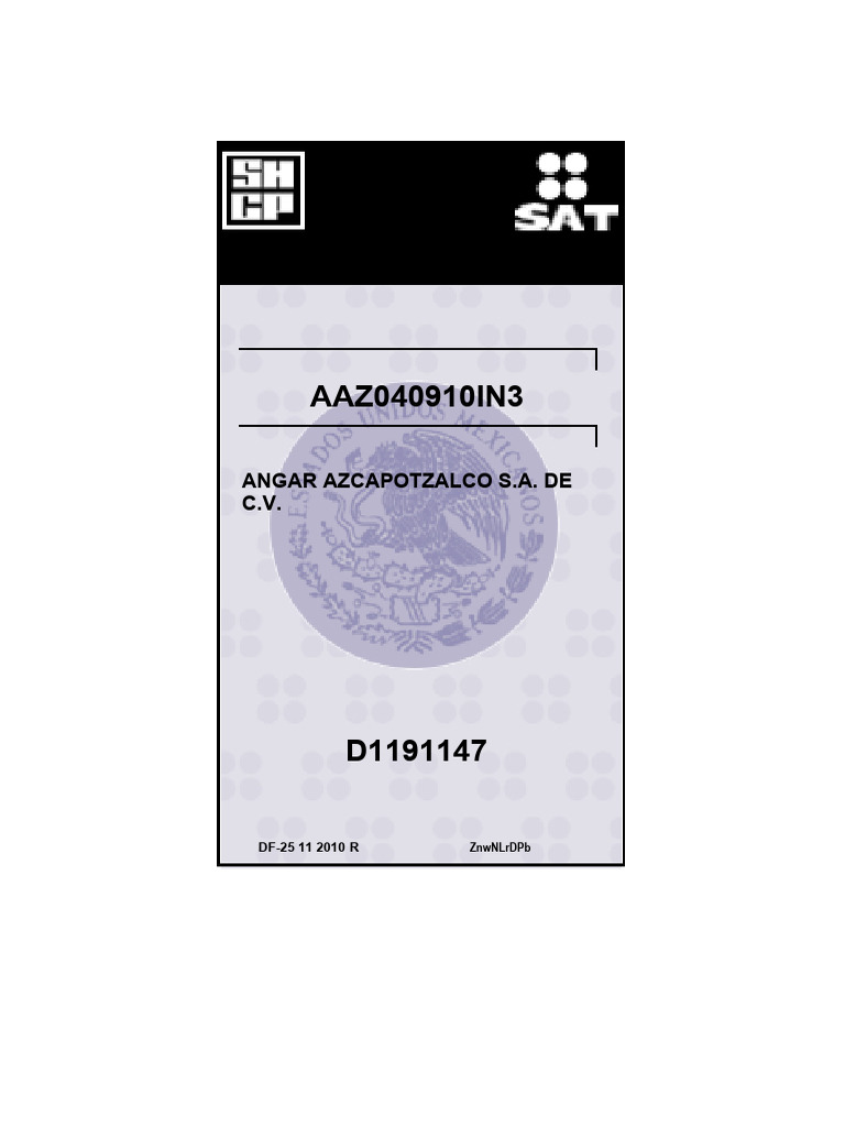 Cedula de Identificacion Fiscal | PDF | Finanzas y dinero | Derecho