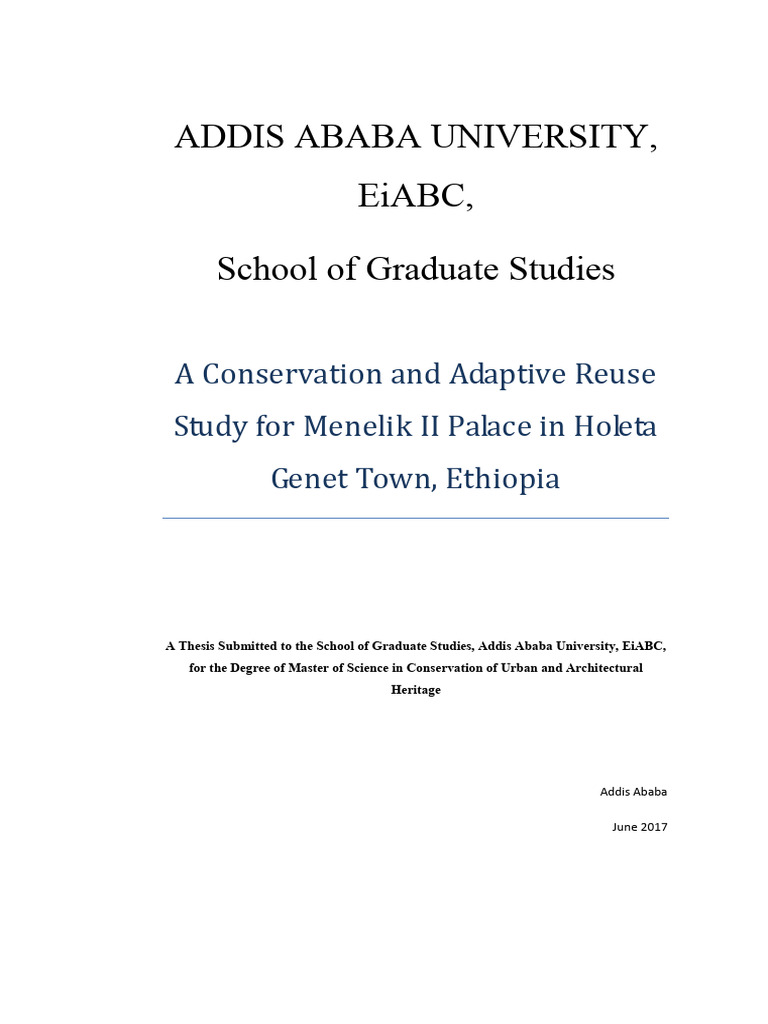 A Conservation and Adaptive Reuse Study For Menelik II Palace in Holeta ...