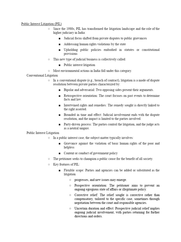 Public Interest Litigation (PIL) | PDF | Standing (Law) | Legal Remedy