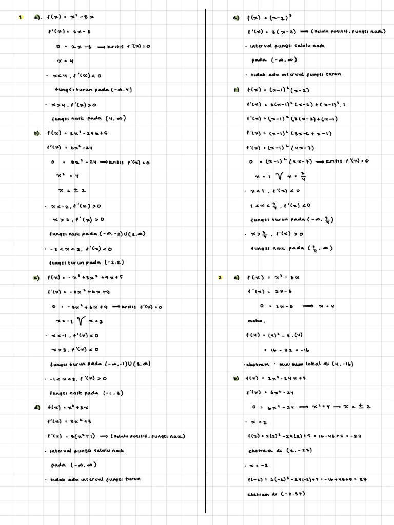 Critical Points and Intervals Analysis | PDF
