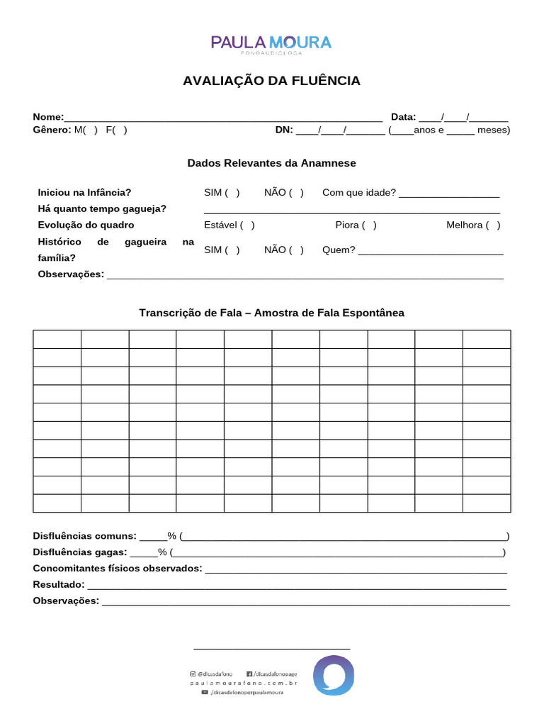 Protocolo de Avalia o Da Flu Ncia - Simples | PDF | Ciências Sociais