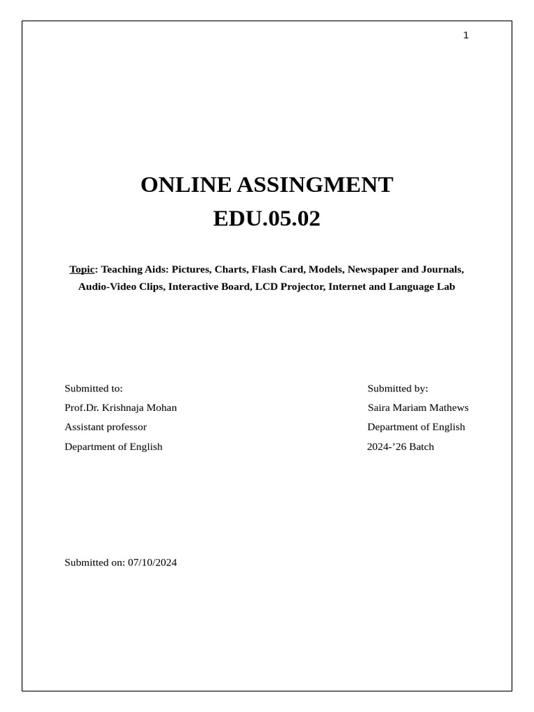 Online Assignment English | PDF | Teachers | Learning
