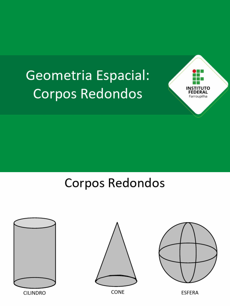 Geometria Espacial Corpos Redondos - Cilindro - Cone - Esfera | PDF | Esfera | Triângulo