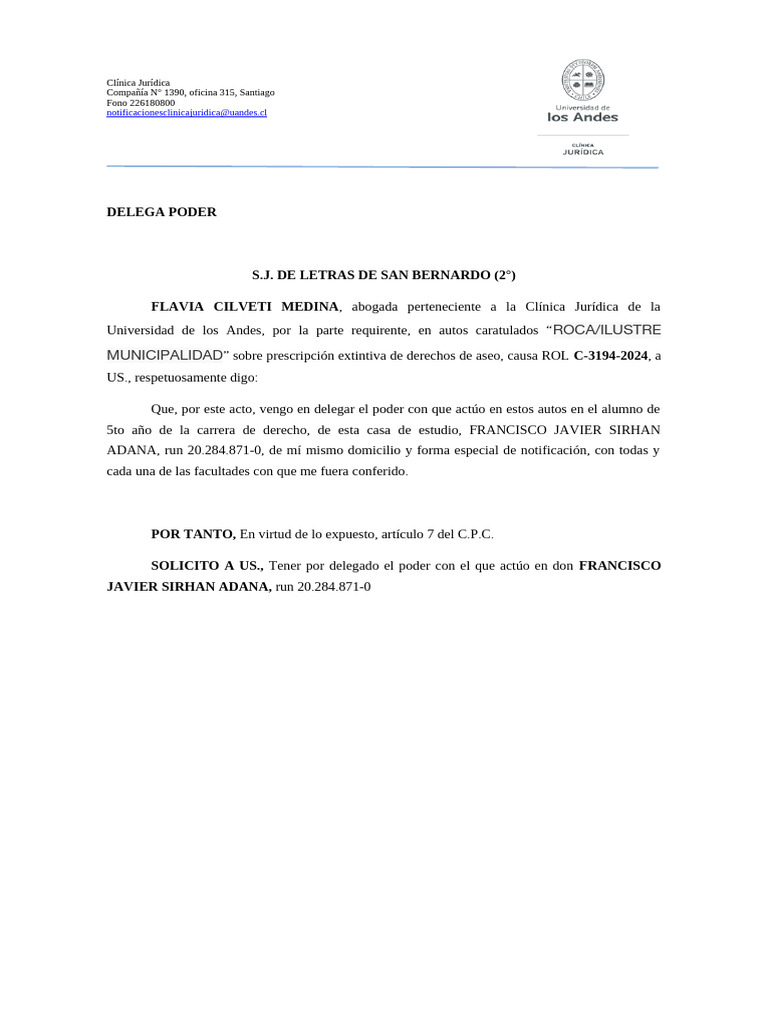 Delega Poder Francisco Sirhan | PDF | Política | Ciencias sociales