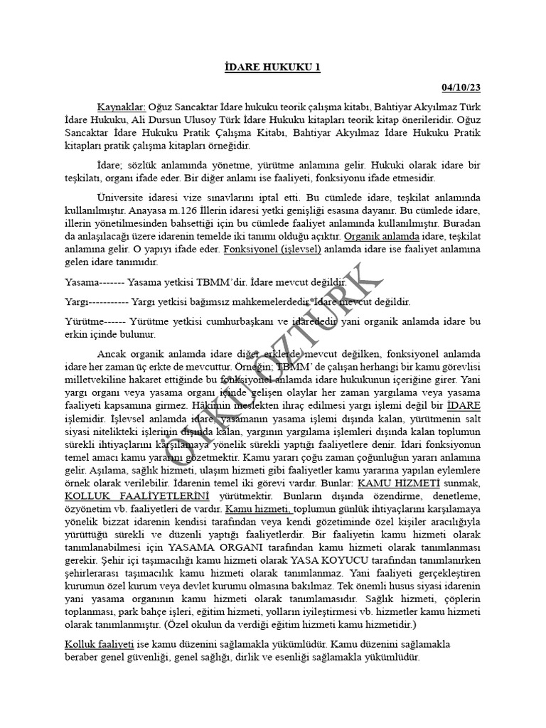İDARE HUKUKU Son Hali | PDF