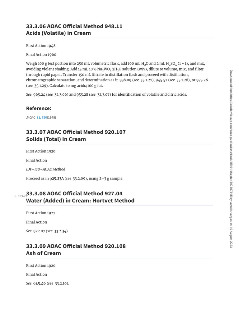 AOAC Official Methods Overview 2023 | PDF