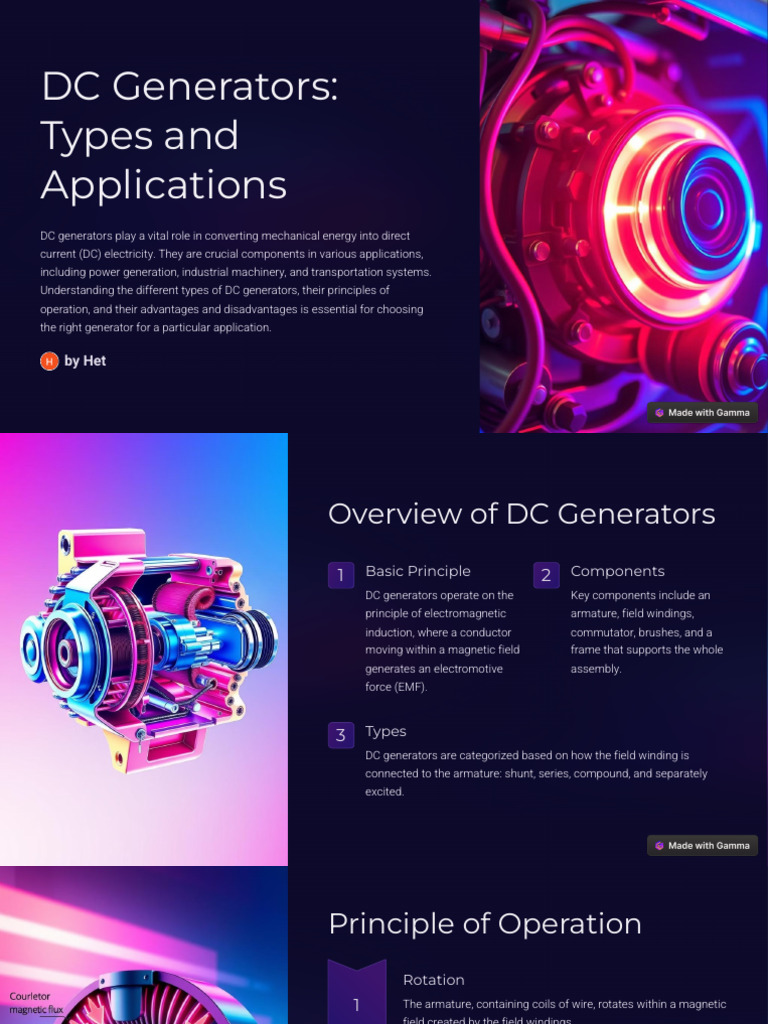 Types and Uses of DC Generators | PDF | Electric Generator | Electromagnetic Induction