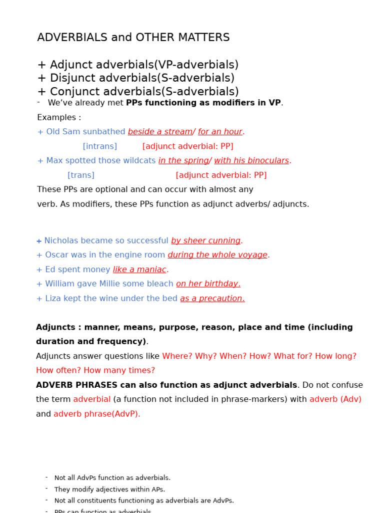Adverbial Adjunct 10 24 Huflit | PDF | Syntax | Grammar