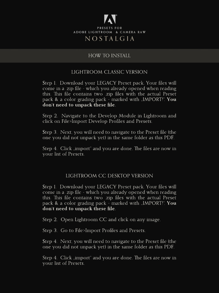 How to Install NOSTALGIA | PDF