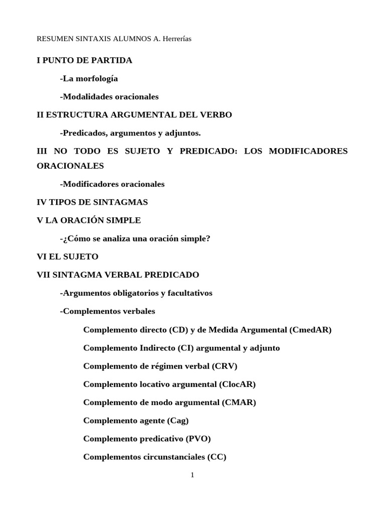 Resumen Sintaxis Ngle Alumnos | PDF | Predicado (Gramática) | Asunto (gramática)