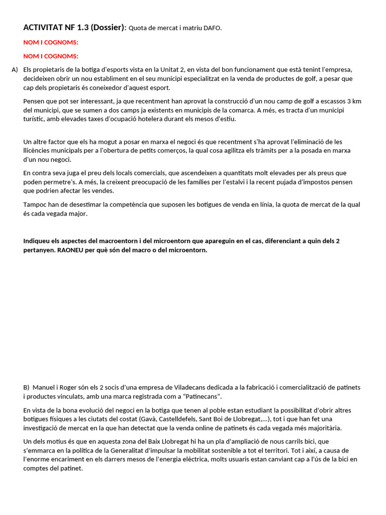 Activitat AVALUABLE NF 1.3 | PDF