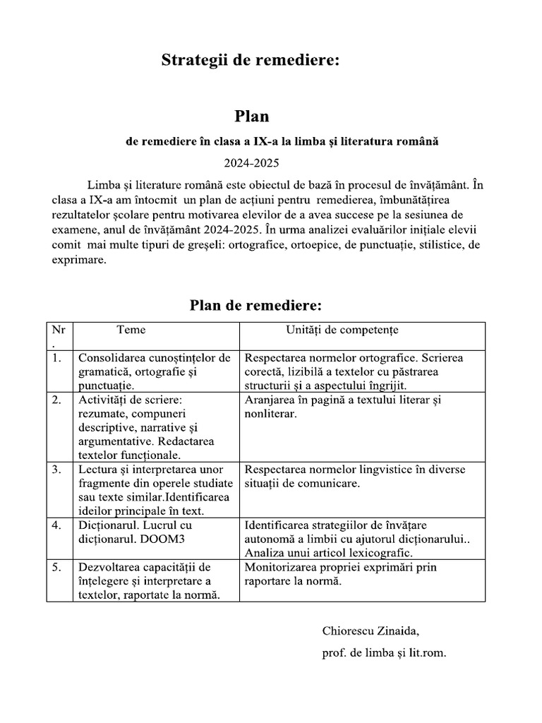 Plan de Remediere | PDF