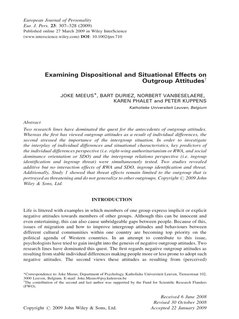 Examining Dispositional and Situational | PDF | Psychology ...