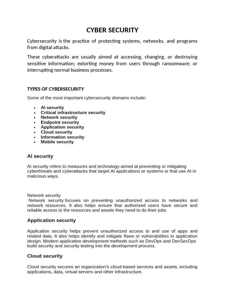 cybersecurity notes | PDF | Security | Computer Security