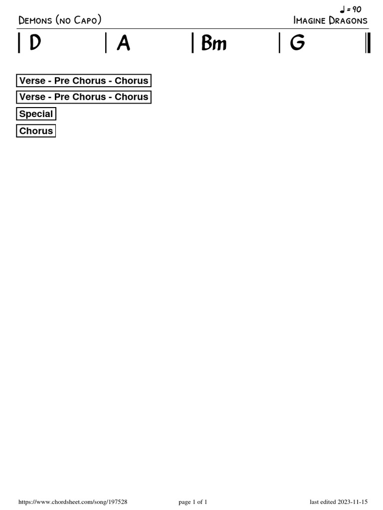 Demons Chords for Imagine Dragons | PDF