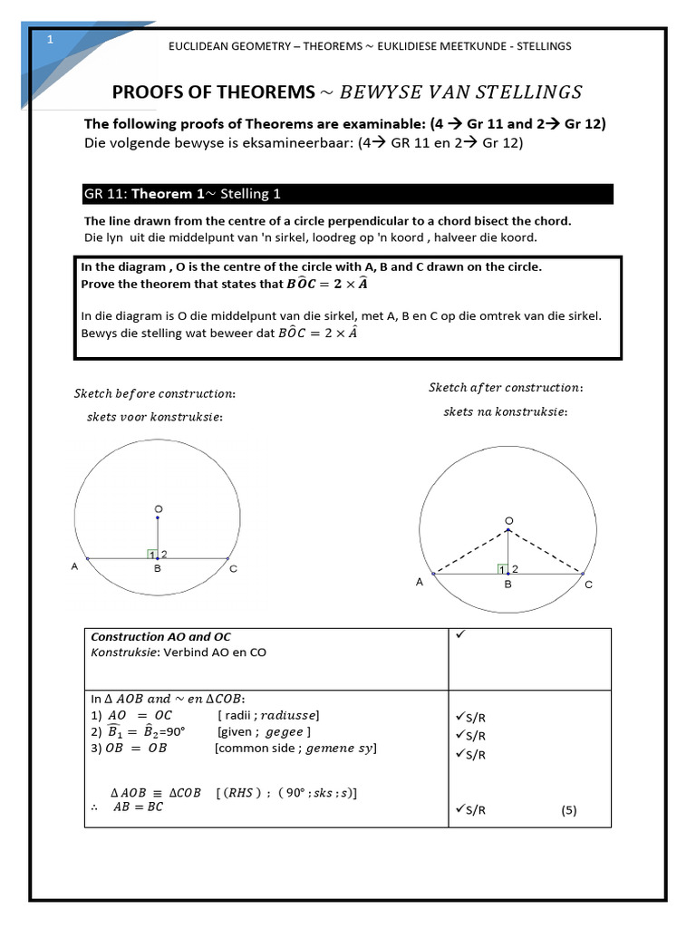 Proofs of Theorems (1) | PDF | Circle | Angle
