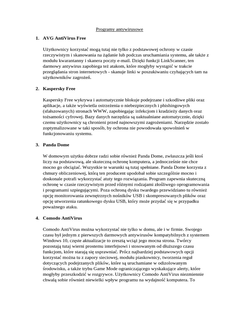 Programy Antywirusowe | PDF