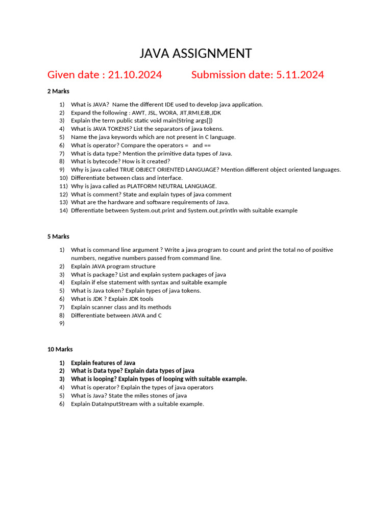 Java Assignment 2024 | PDF | Games & Activities | Computers