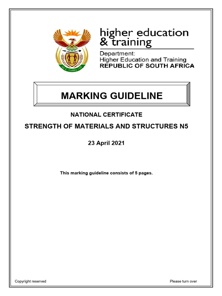 N5 Strength of Materials and Structures April 2021 Memorandum | PDF ...
