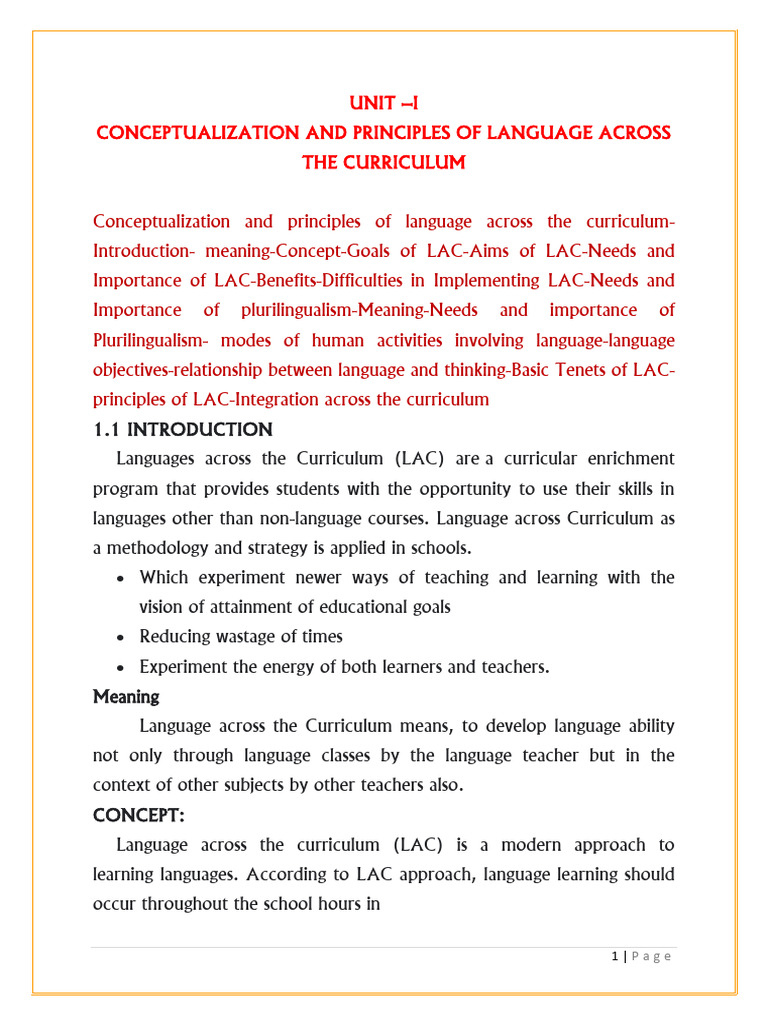 Language Across The Curriculum | PDF | Curriculum | Thought