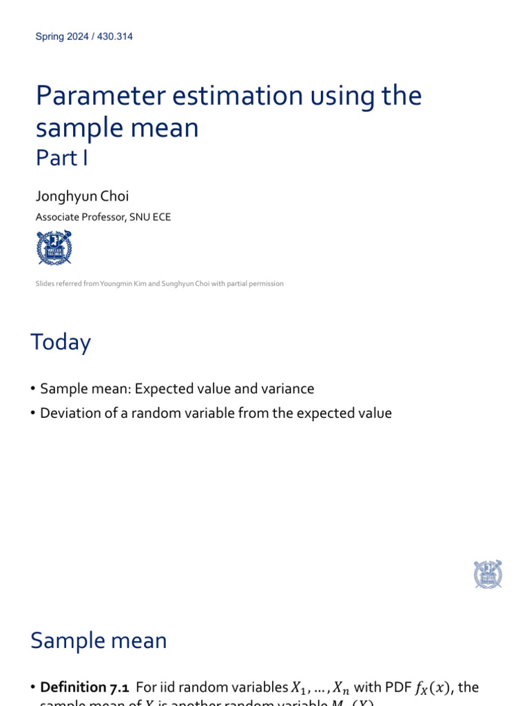 20 Param Estimate 1 Lecture | PDF | Teaching Methods & Materials | Science & Mathematics