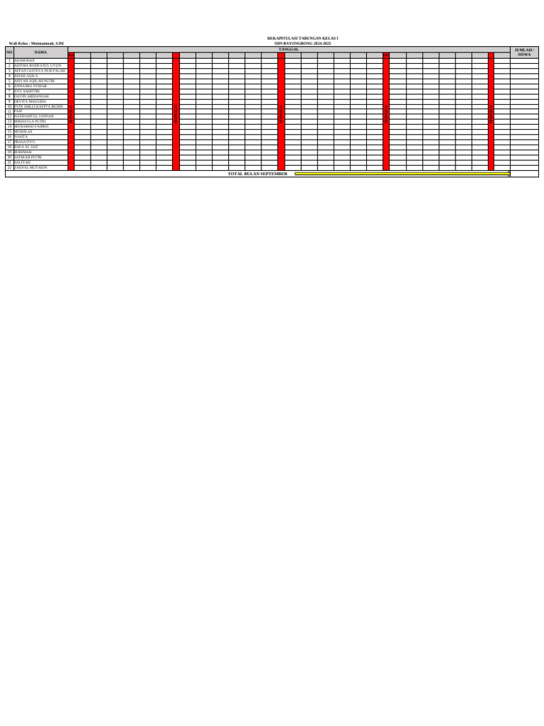 Format Tabungan Kls 1 | PDF