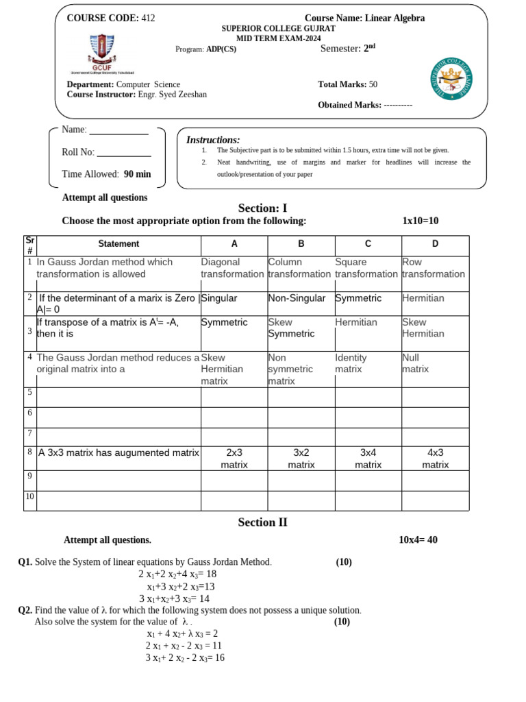 Numerical Computing 1 Pdf Matrix Mathematics Algorithms